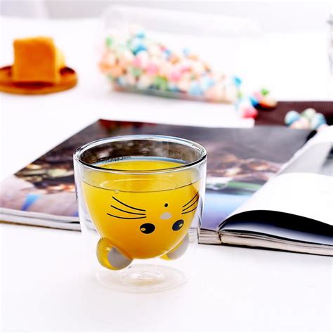Mouse Double Glass Coffee Mug Cute Mole Anti Scald Grandado