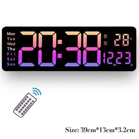 16 2” Digital Wall Clock Large Display Led Digital Clock With Temperature And Auto Dimming Easy