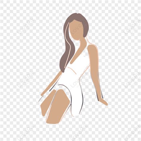 손으로 그린 만화 긴 머리 아름다운 여자 일러스트 그림 흰색 치마기분 전환사람들 Png 일러스트 무료 다운로드 Lovepik