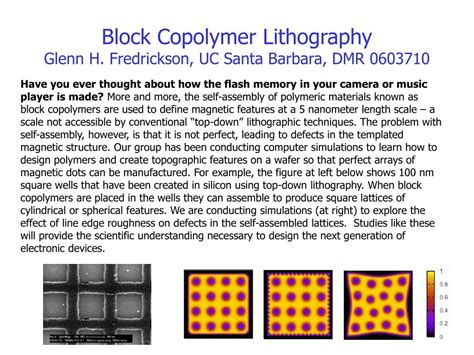Ppt Block Copolymer Lithography Glenn H Fredrickson Uc Santa