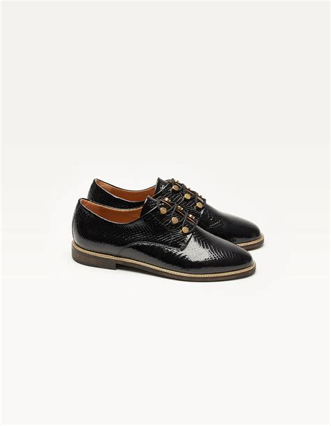 Derbies Denise Cuir Python Verni Noir