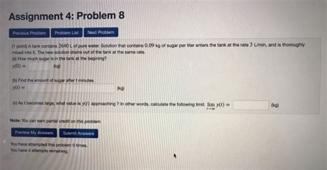 Solved Assignment 4 Problem 8 Previous Problem Problem List