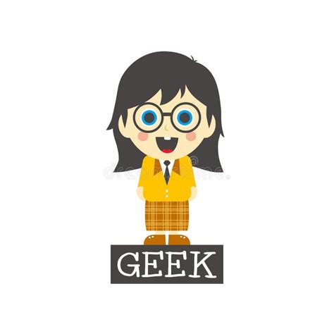 Cartoon Smiling Nerd Girl Glasses Stock Illustrations 199 Cartoon