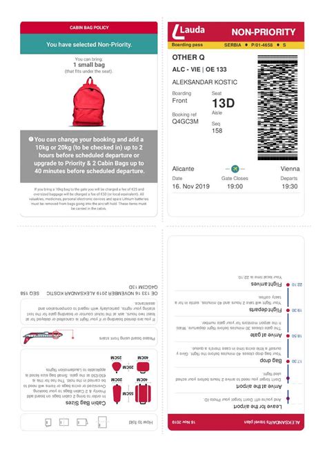 Lauda Boarding Pass In Word And Pdf Formats Download At Gotemplpro