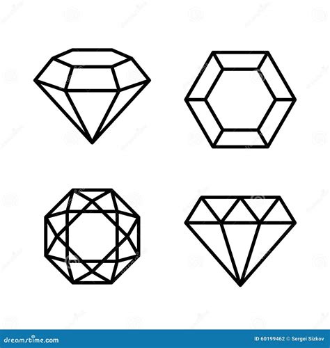 Diamond Gems Icons Set On White Background Vector Stock Vector