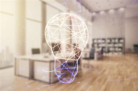 Premium Photo Abstract Virtual Light Bulb Illustration On A Modern Furnished Classroom