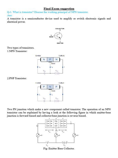 Npn Transistor Template Pdf Bipolar Junction Transistor Field