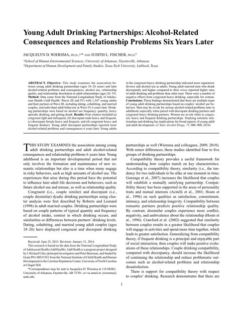 Pdf Young Adult Drinking Partnerships Alcohol Related Consequences