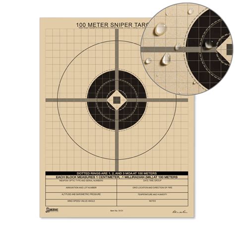 Rite In The Rain 25 Meter Zeroing Targets 85 X 11 No9125