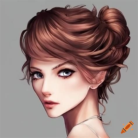 Elegant Medium Hairstyle Of An Anime Woman On Craiyon