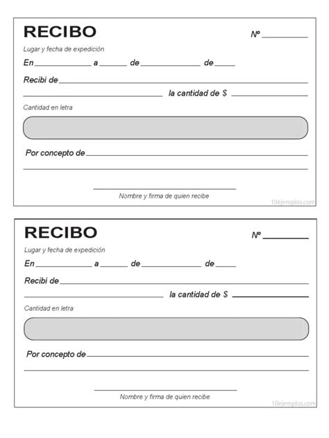Recibo De Pago Template