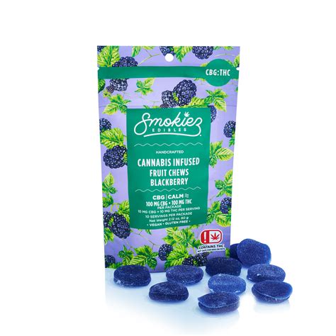 Smokiez Edibles Blackberry 100mg Cbg 100mg Thc 11 Fruit Chews Ok