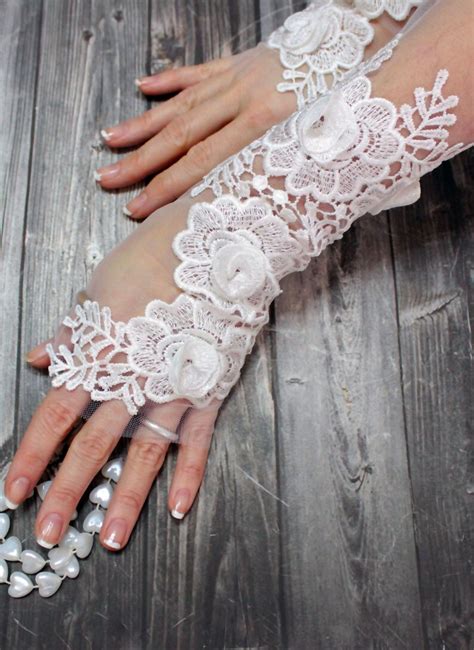 White Wedding Glove Lace Gloves Fingerless Glove Wedding Gown Etsy