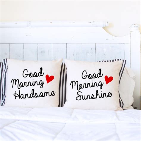 Set Of 2 Good Morning Handsome And Good Morning Sunshine Throw Pillows Etsy