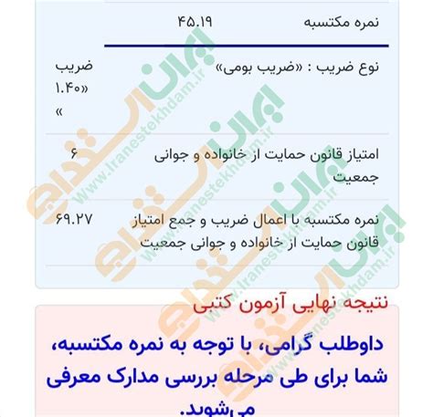 نمونه کارنامه های آزمون استخدامی فراگیر یازدهم سال ۱۴۰۲ ایران استخدام