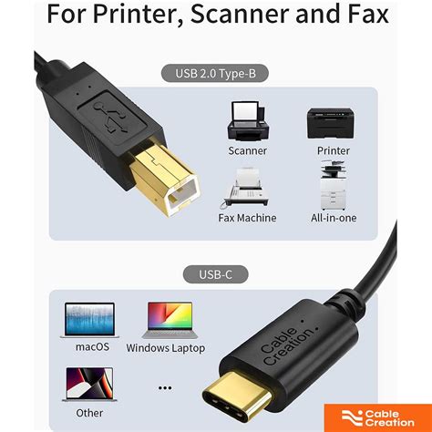 Buy Cablecreation Usb C Printer Cable 10ft Usb C To Printer Cable Usb