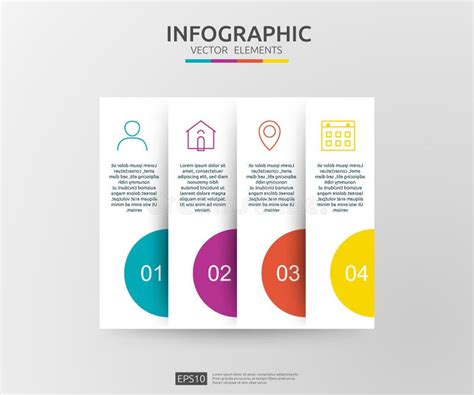 Infographic 4的步 时间安排与3d纸标签的设计模板 与选择的企业概念 对内容，图，流程图， 向量例证 插画 包括有 例证