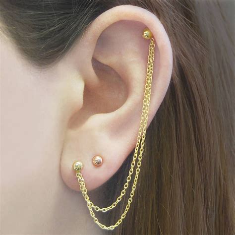 Gold Ear Cuff Chain Earrings Gold Earrings Edgy Earrings Etsy