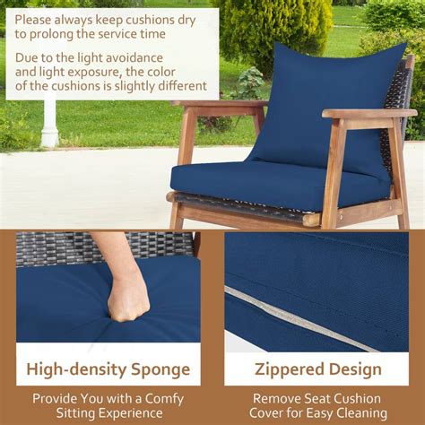 Gymax 4pcs Patio Conversation Set Wood Frame Furniture Set W Cushions