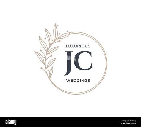 Jc Initials Letter Wedding Monogram Logos Template Hand Drawn Modern