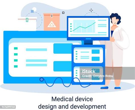 Medical Device Design And Development Banner With Scientist Develop
