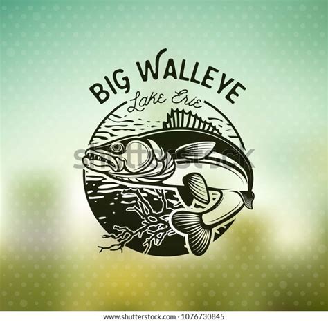 Vintage Walleye Fishing Emblem Label Design Stock Vector Royalty Free