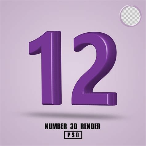 Premium Psd 3d Render Number 12 Violet Color