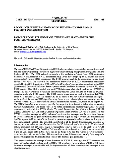 pdf basics of rtcm 3 1 transformation messages standard for gnss