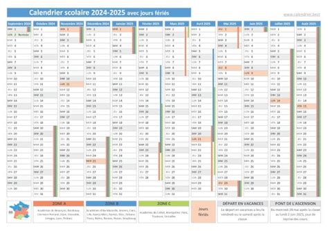 Calendrier Scolaire 2025 Jours Fériés Et Vacances Scolaires Jours
