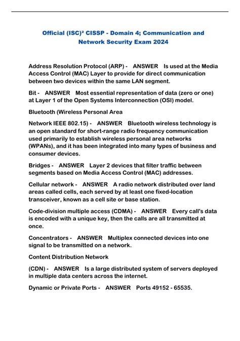 Official Isc ² Cissp Domain 4 Communication And Network Security Exam 2024 Official ²