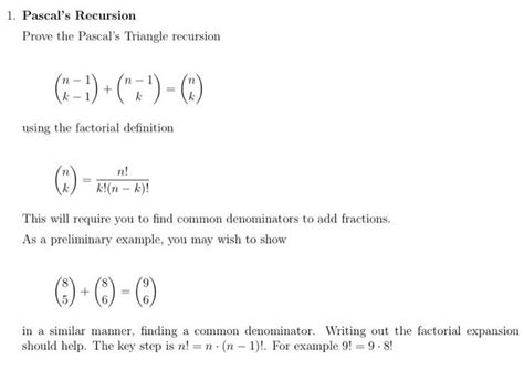 Solved Pascal S Recursion Prove The Pascal S Triangle Chegg