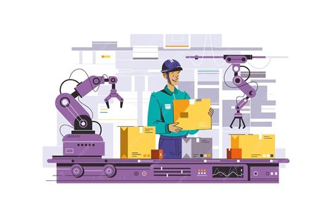 Premium Vector Automated Production Line On Factory