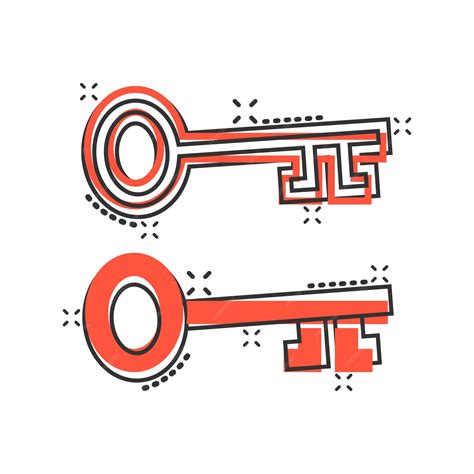 Premium Vector Key Icon In Comic Style Password Cartoon Vector