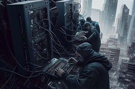 Premium Ai Image Group Of Teenage Hackers Attacking Cyber Security