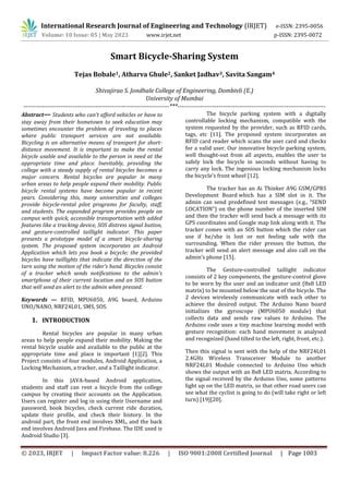 Smart Bicycle Sharing System Pdf