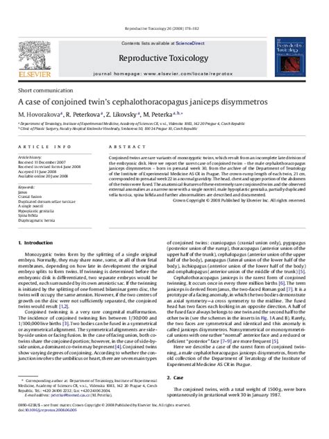 Pdf A Case Of Conjoined Twins Cephalothoracopagus Janiceps