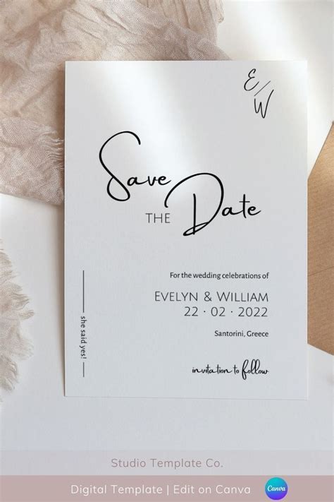 Printable Canva Wedding Save The Date Template With Modern Minimalist