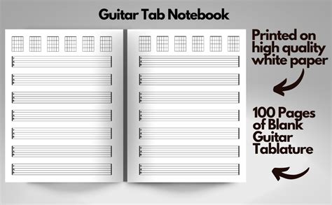 Guitar Tab Notebook Blank Tablature Writing Paper For