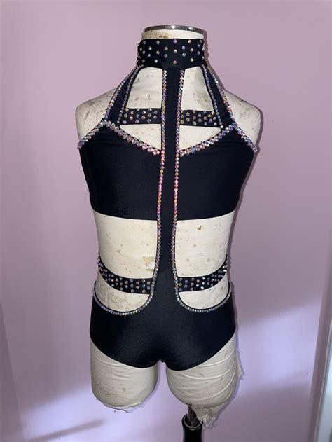 Custom Dance Costume Jazz Musical Theater Black Strap Leotard Elite Custom Costumes