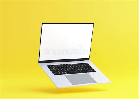 Hovering Aluminium Flying Laptop With Blank Screen New Design On Yellow
