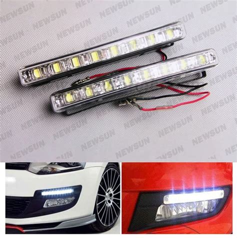 Pcs Xenon White Led Car Auto Drl Parking Driving Daytime Running Lamp Fog Light Head Lamp Led
