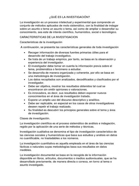 Qué Es La Investigación Pdf