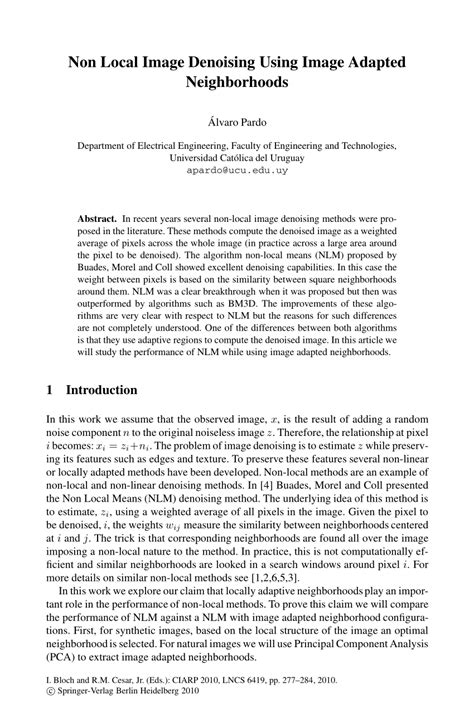 Pdf Non Local Image Denoising Using Image Adapted Neighborhoods