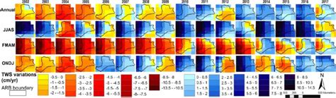 Annual And Seasonal Spatial Temporal Variations Of Tws In The Arb Download Scientific Diagram