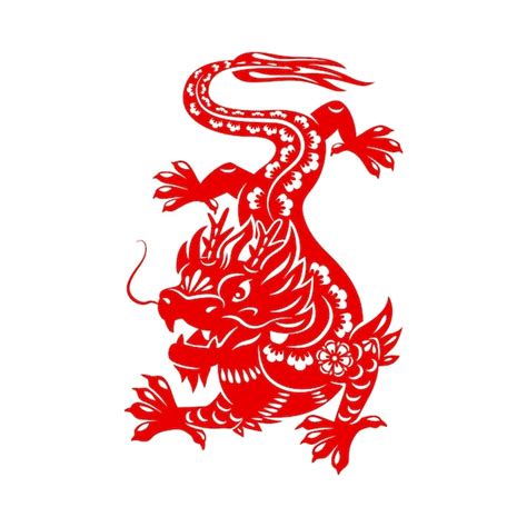 Dragón De Vector Poderoso Año Nuevo Lunar Chino Vector Premium