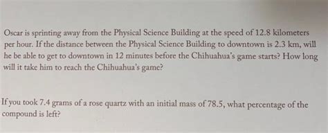 Solved Oscar Is Sprinting Away From The Physical Science Chegg