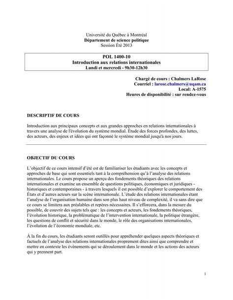 PDF cours d introduction aux relations internationales PDF Télécharger