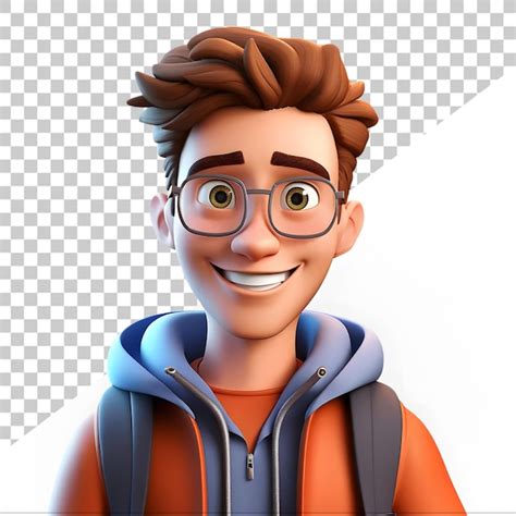 Personaje de niño joven en d aislado en un fondo transparente Archivo PSD Premium