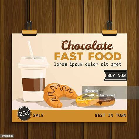 Fast Food Vector Illustration Coffee Croissant Donut Chocolate