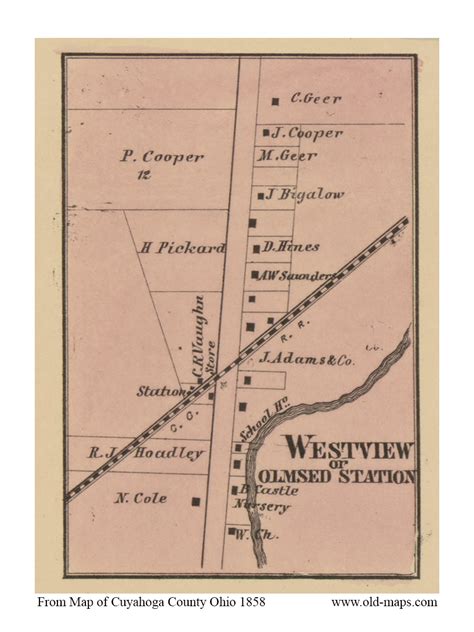 Olmsted Station Olmsted Ohio 1858 Copy C Old Town Map Custom